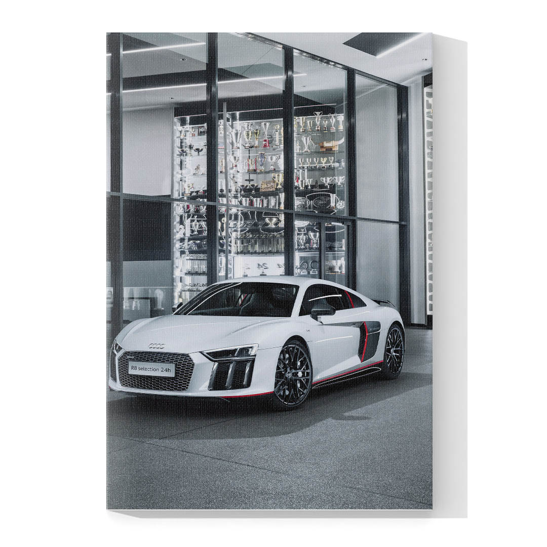 Cuadro Decorativo de Automóvil Deportivo Audi Blanco #6 90 X 60