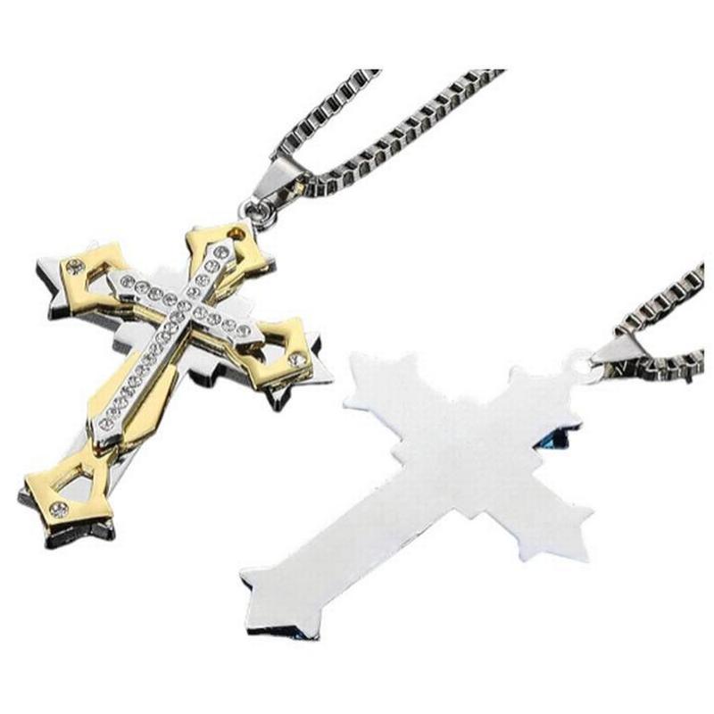 Collares Religiosos MXAEX-001 1Pza Oro Collar Triple Cruz Dije 4x5,3cm ...