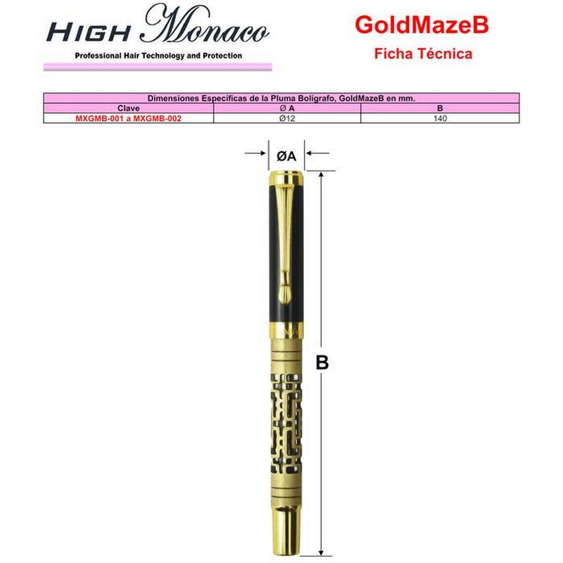 Pluma MXGMB-001 1Pza 0,5mm Punta DoradoNegro 1 Tinta Negra Acero ...