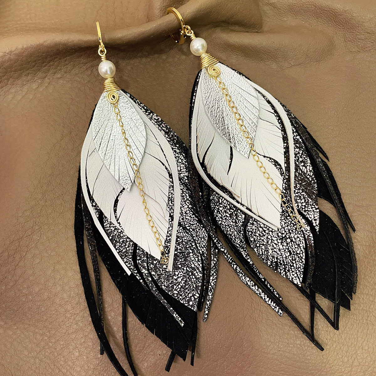 Aretes largos de mujer VANGANIA negros regalo mujer joyería