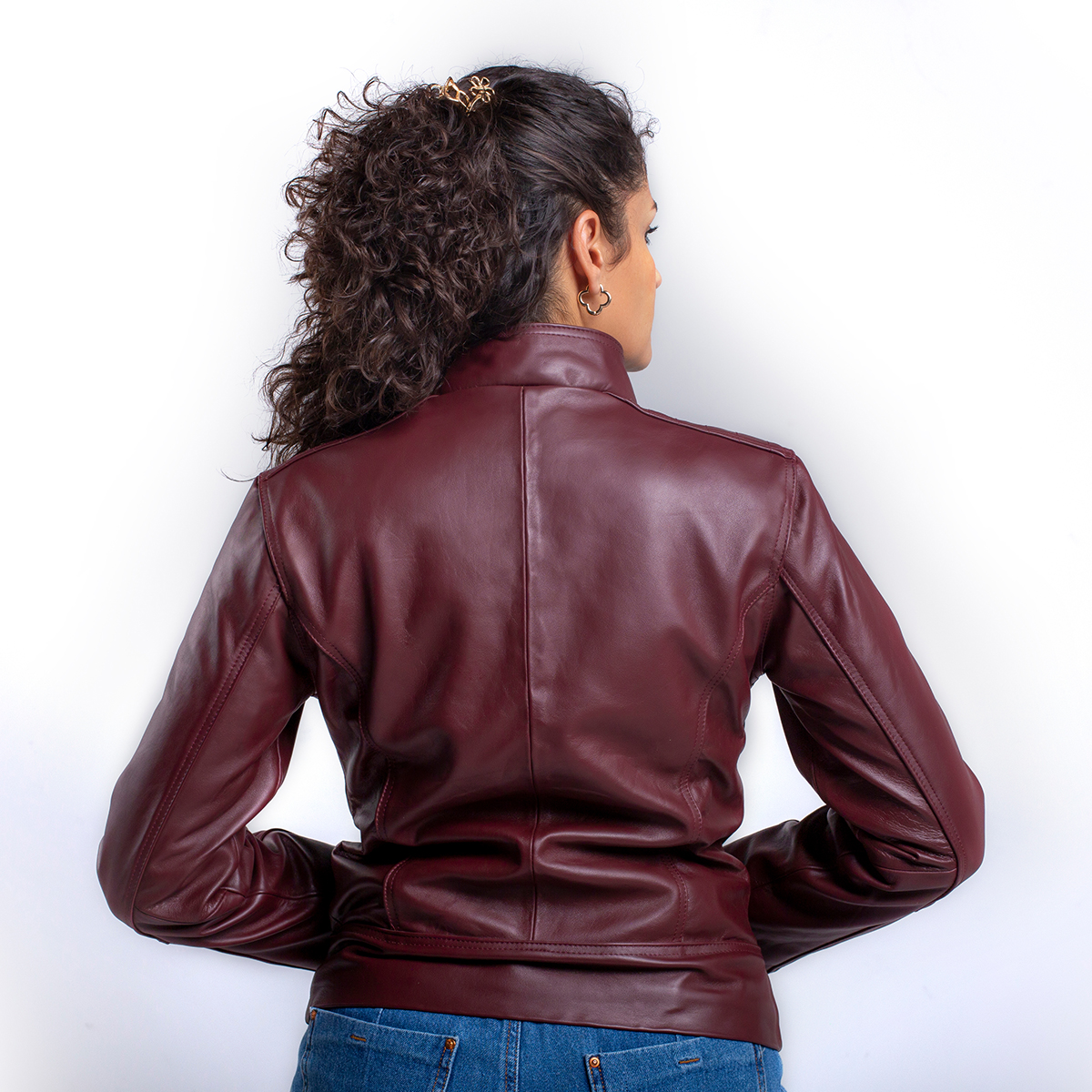 Chamarra de piel mujer castelli cuello mao elegante dama