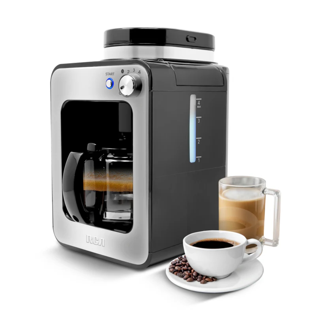 Cafetera C/Molino RCA RC-CAF4 Plato Térmico 4 Tazas Negro/Inox ALBY2