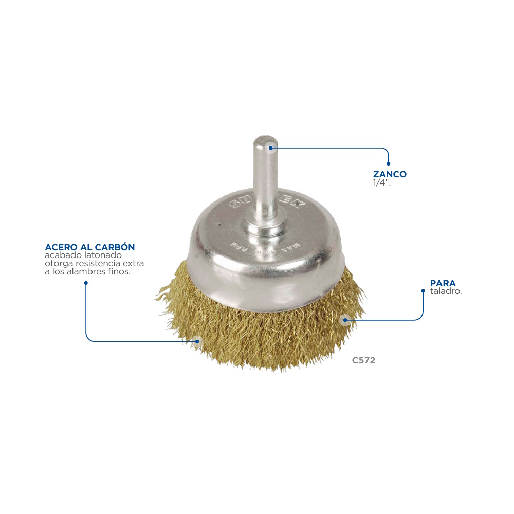 Carda Copa Ondulada 1-3/4 Pul X 0.17mm Alambre Fino Surtek