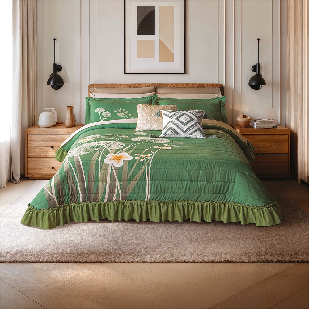 Colcha Neo Carlota Matrimonial Verde Poliester Concord