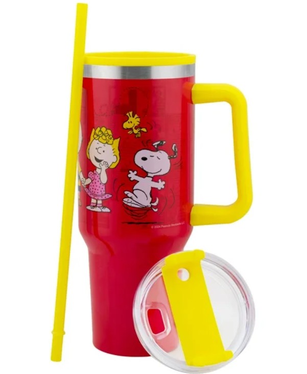 Snoopy Termo Alto Doble Pared Con Asa Y Popote Rojo Snoopy & Friends ...