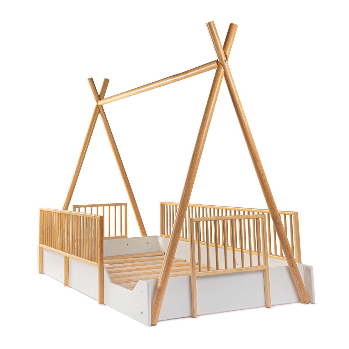 Cama Tipi Montessori de Madera con barandales Removibles 7 Colores ...