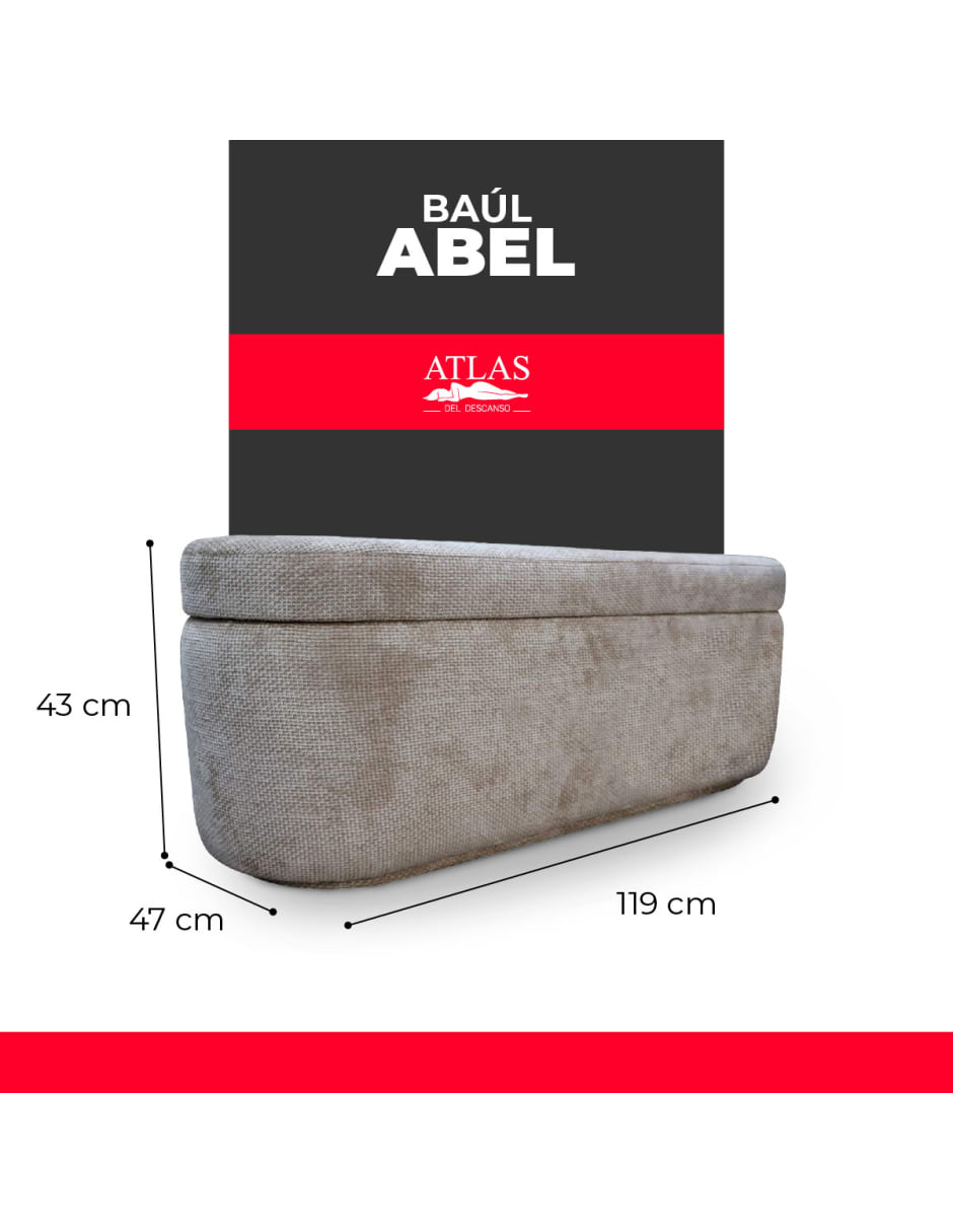 Baúl Diván de Almacenamiento Abel Beige, Pie de Cama ,Tapa Abatible