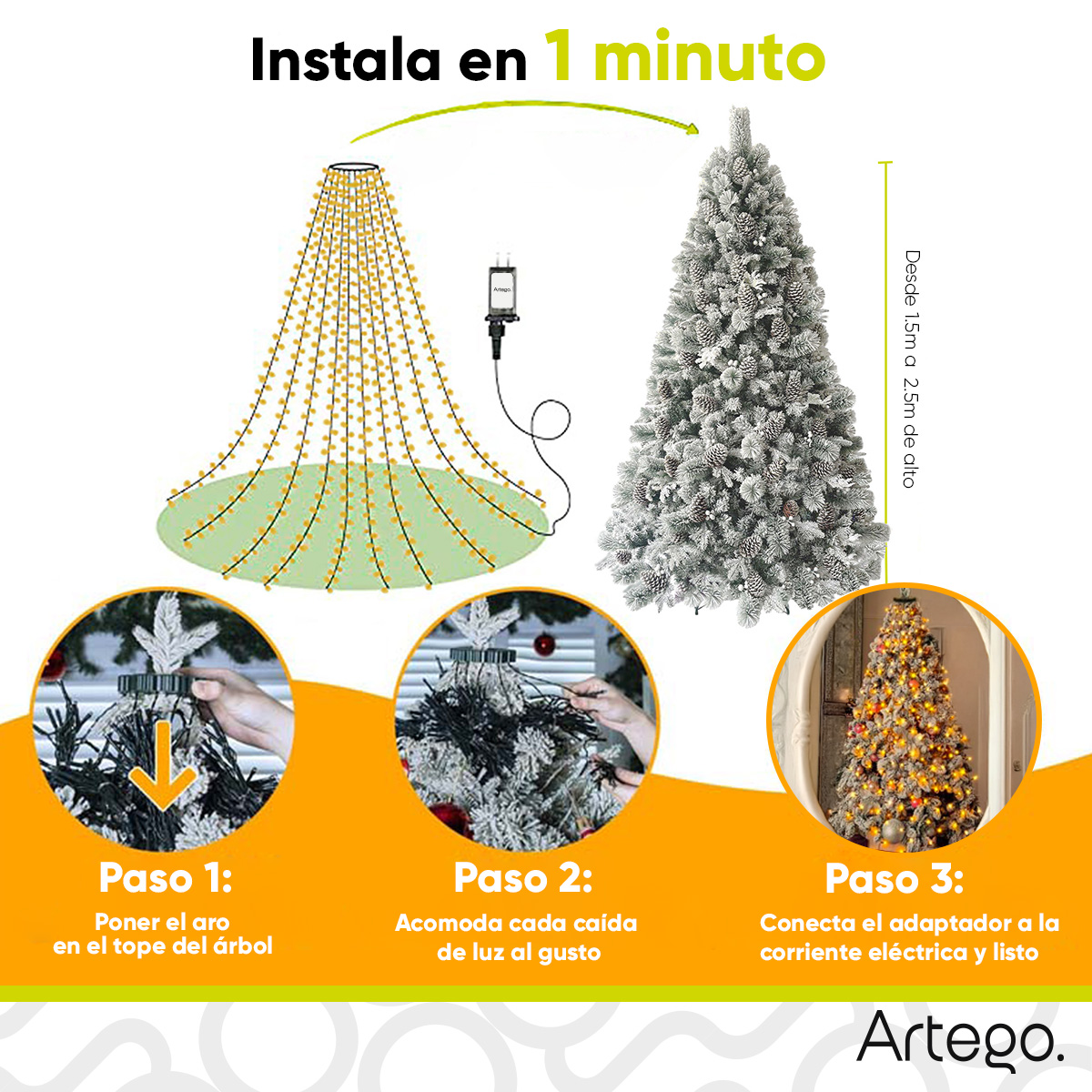 Luces de navidad 400 led serie * tipo aro * 16 caídas Decoración ...