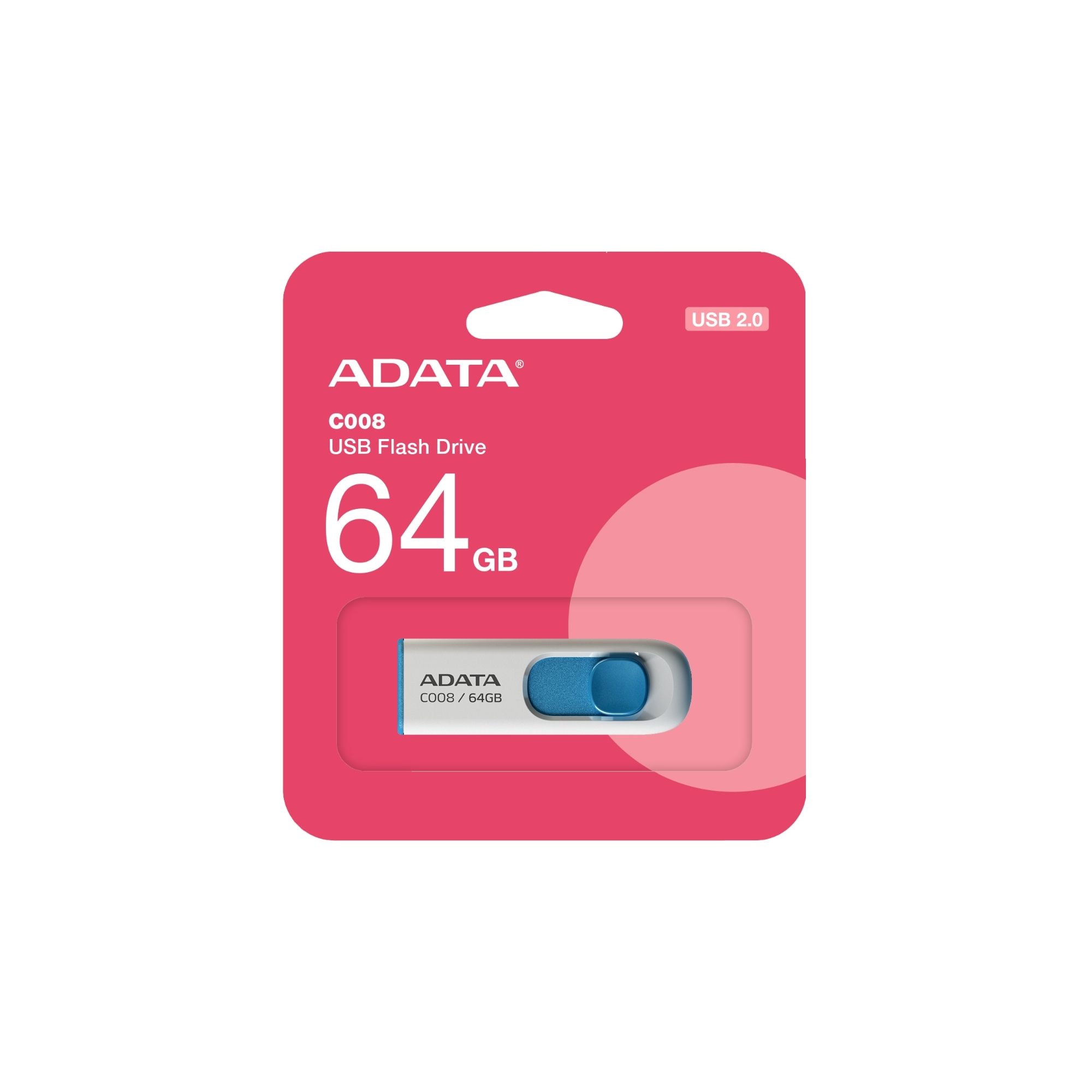 50 Pack - Memoria USB Adata C008 de 64 GB, USB 2.0, Negro con Azul