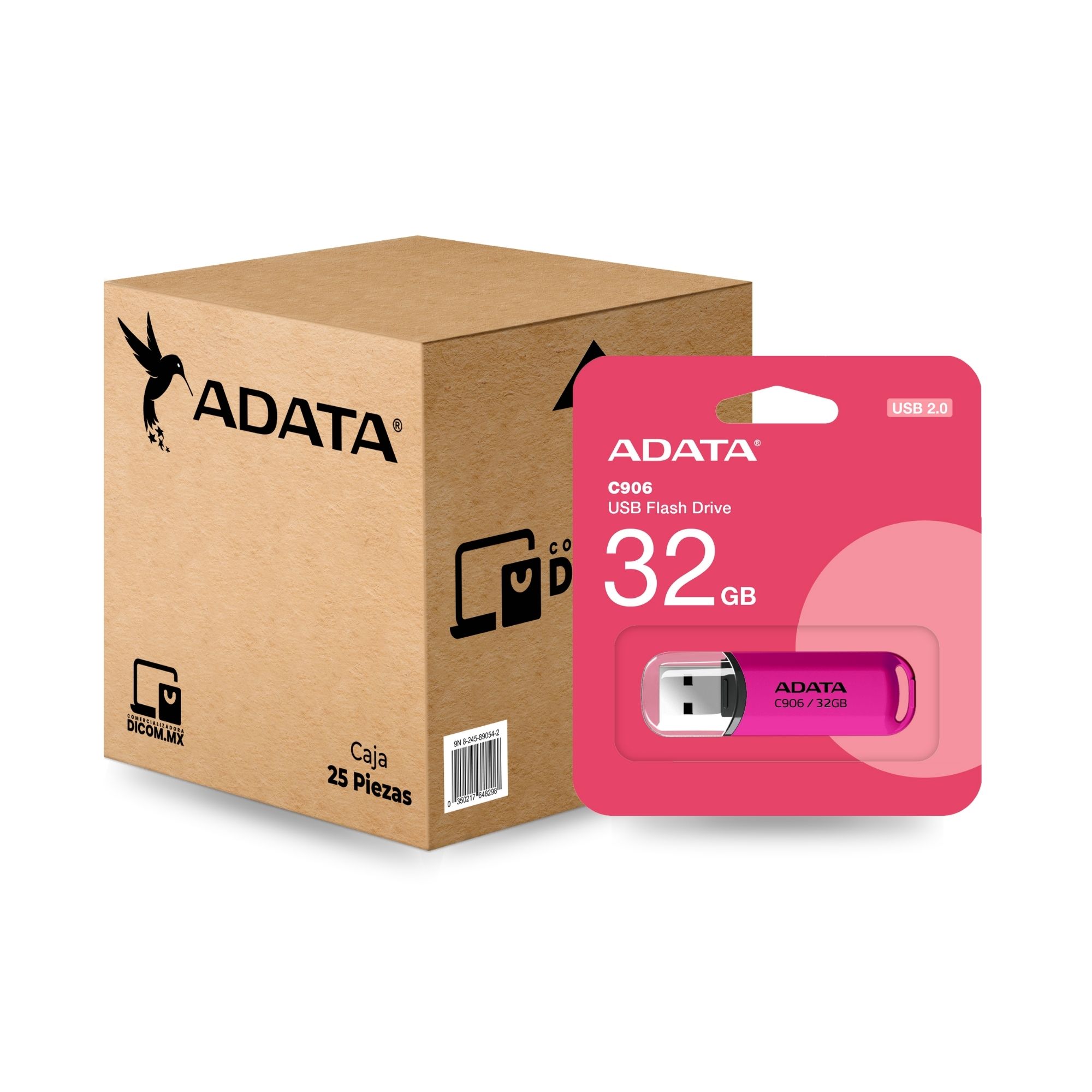 25 Pack - Memoria USB Adata C906 de 32 GB, USB 2.0, Rosa