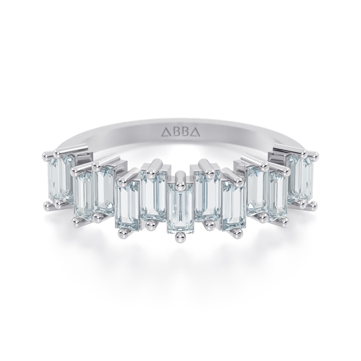 CHURU,MBELA DE ORO 10K ELIZA BAGUETTE AZUL CLARO ABBA JOYAS