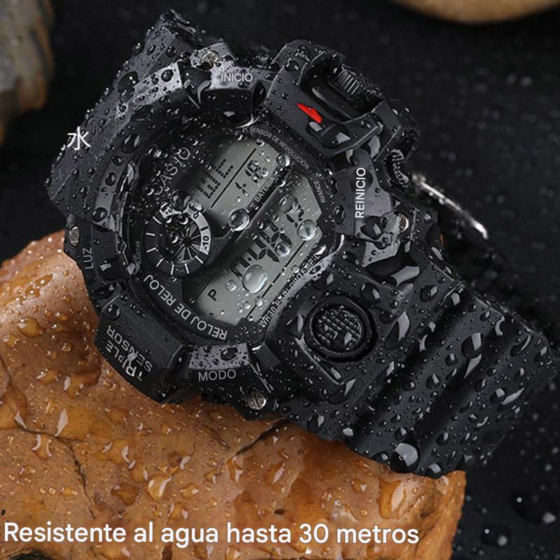 Reloj Digital LED rojo deporte electrónico multifunción táctico negro ...