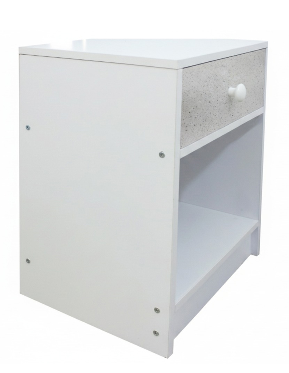 Buró Moderno Recamara Mesa Noche Minimalista MDF Color Blanco B5