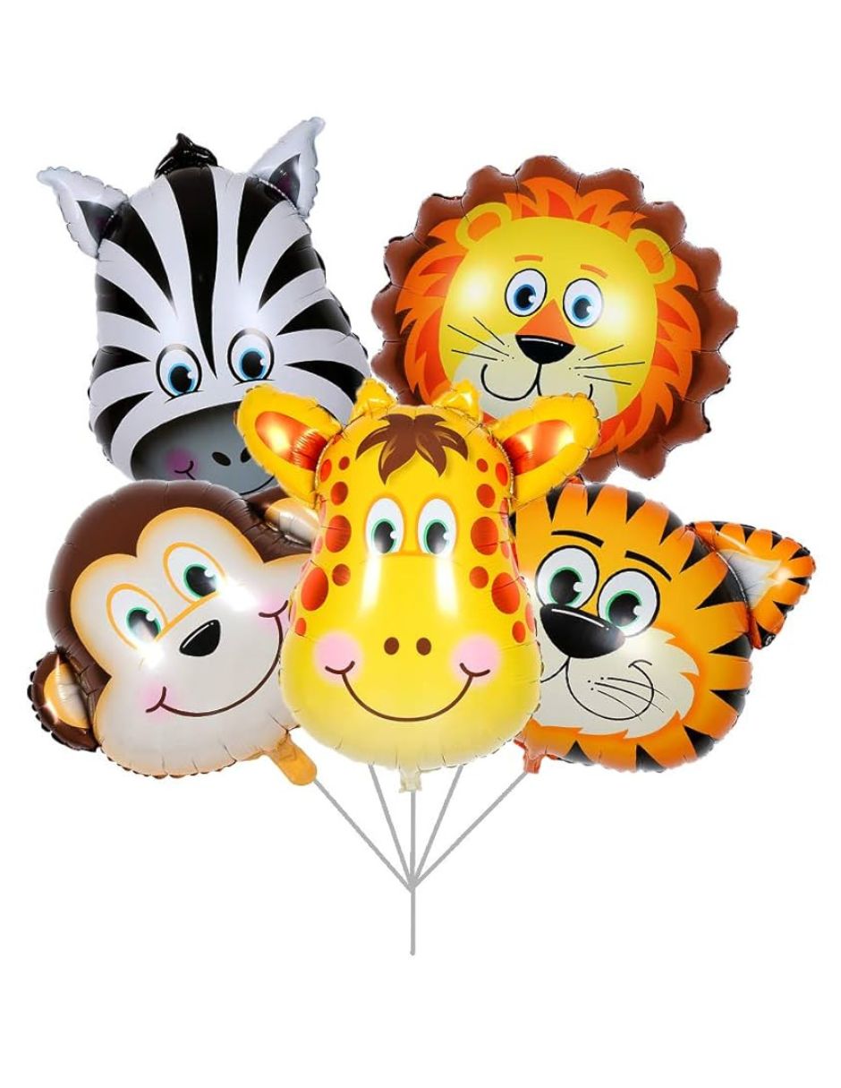 Set Globos Animales Safari Tigre Jirafa León Mono Cebra Decoración
