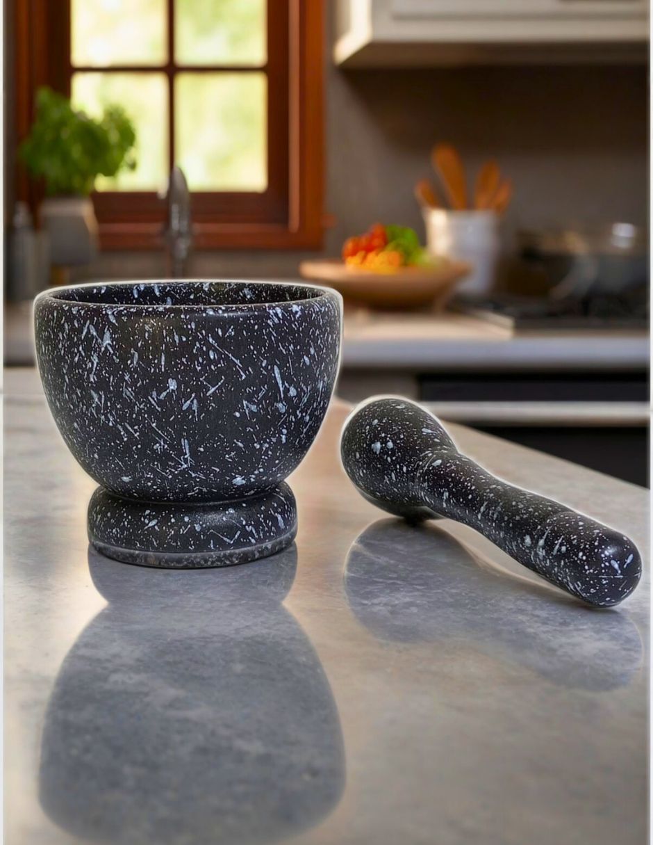 Molcajete Mortero y Maja Plástico Para Especias Ajo Hierbas