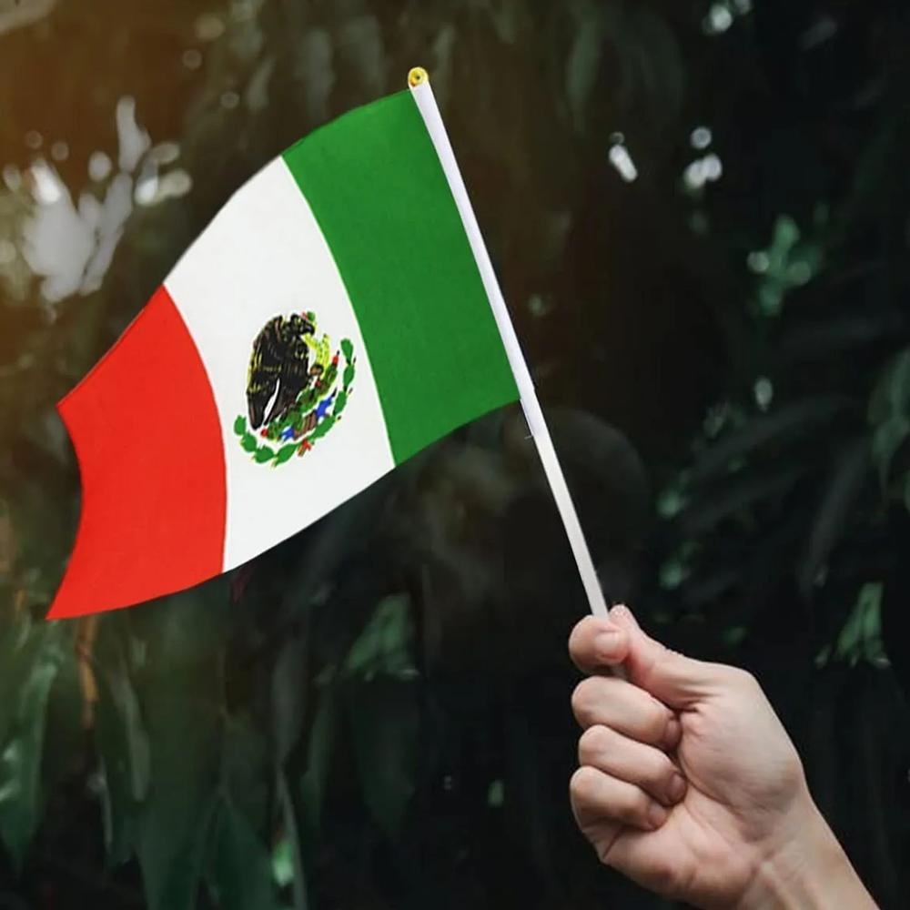 Banderitas de México de Mano MXMCX-002 10 Pzas 14x21cm Tela Poliéster ...