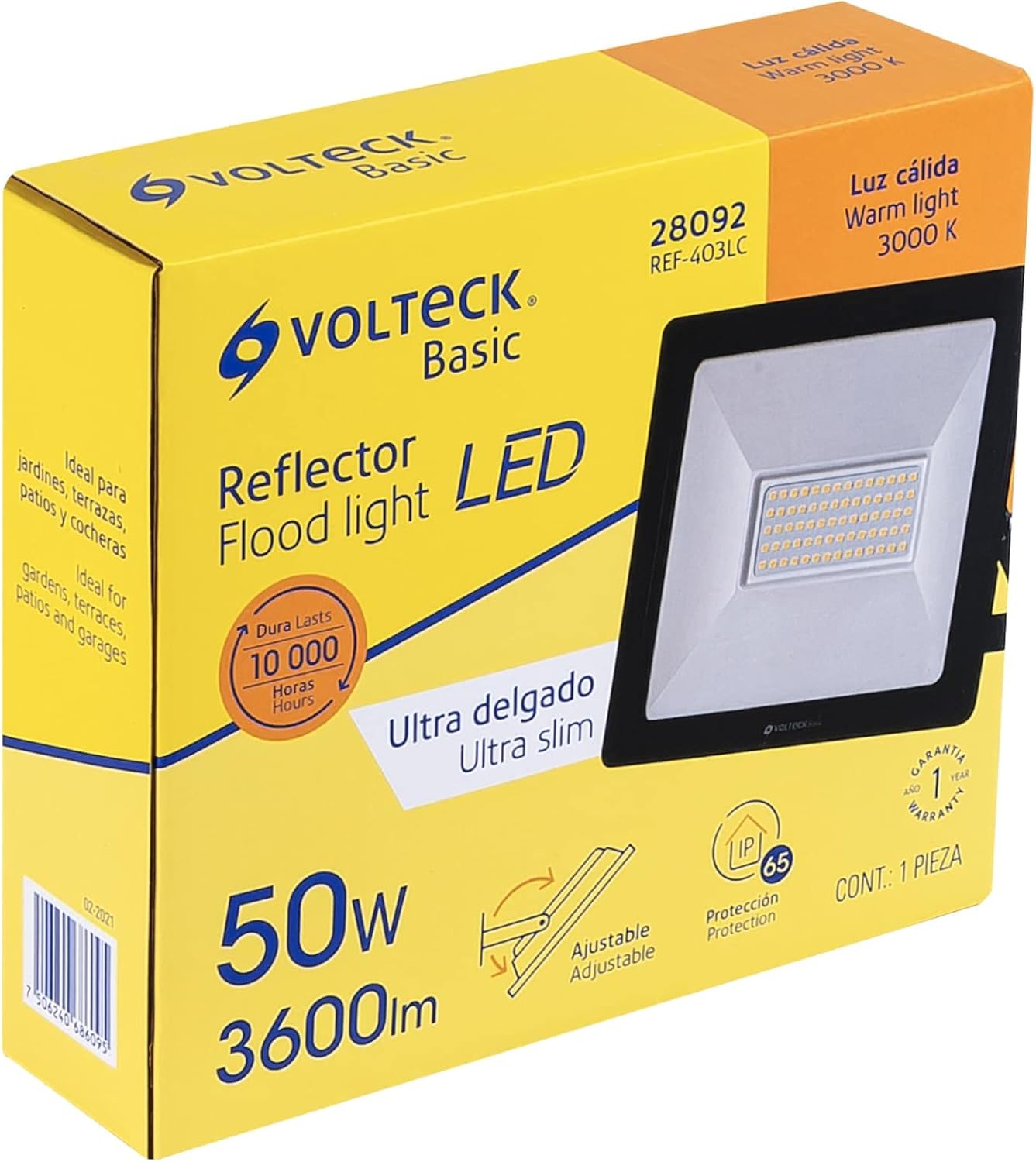 Reflector Ultra Delgado LED 50 W Luz Cálida Modelo REF-403LC Marca ...