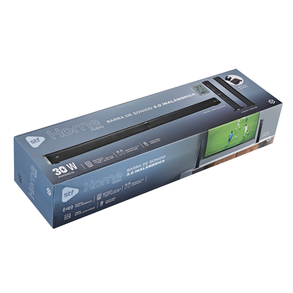 Barra de Sonido STF Home Audio 2.0 con Subwoofer Inalámbrico: Sonido Envolvente para tu Hogar
