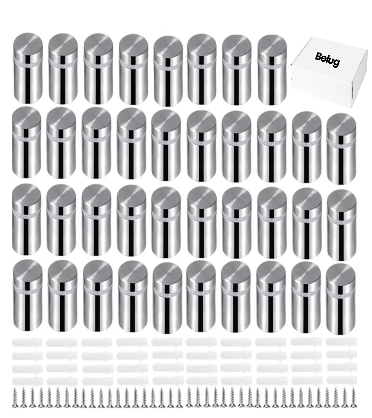40pcs Chapetones De 19x25mm Para Montaje De Herrajes Vidrio plata