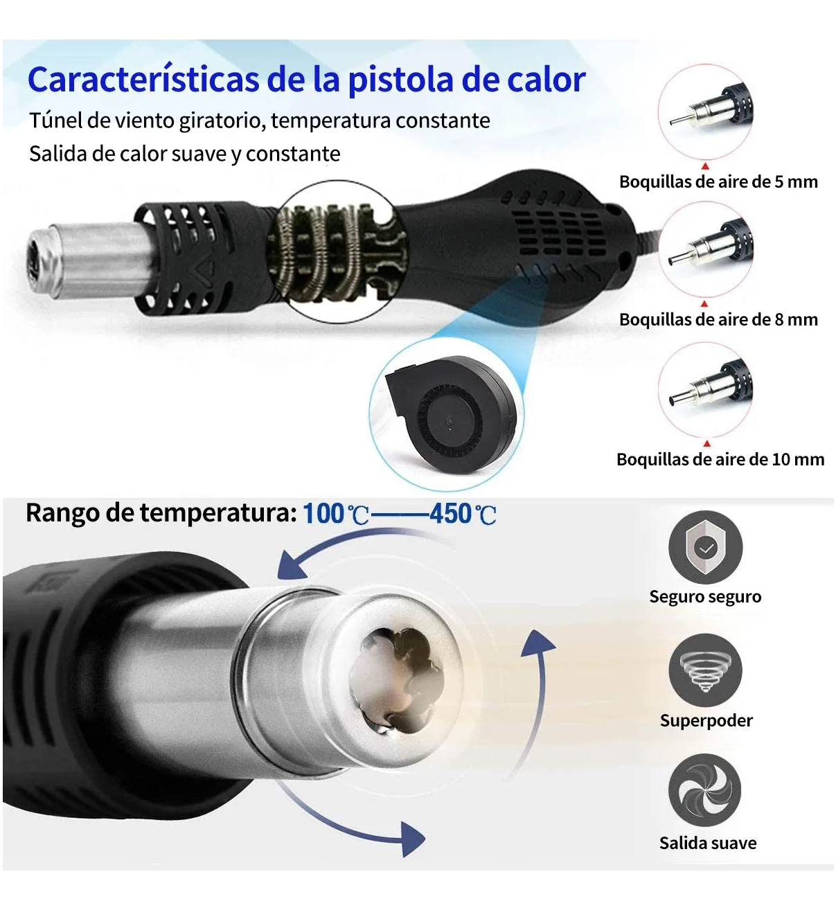 Estación De Soldadura 127v 2 En 1, Belug Pistola De Aire Y Cautín