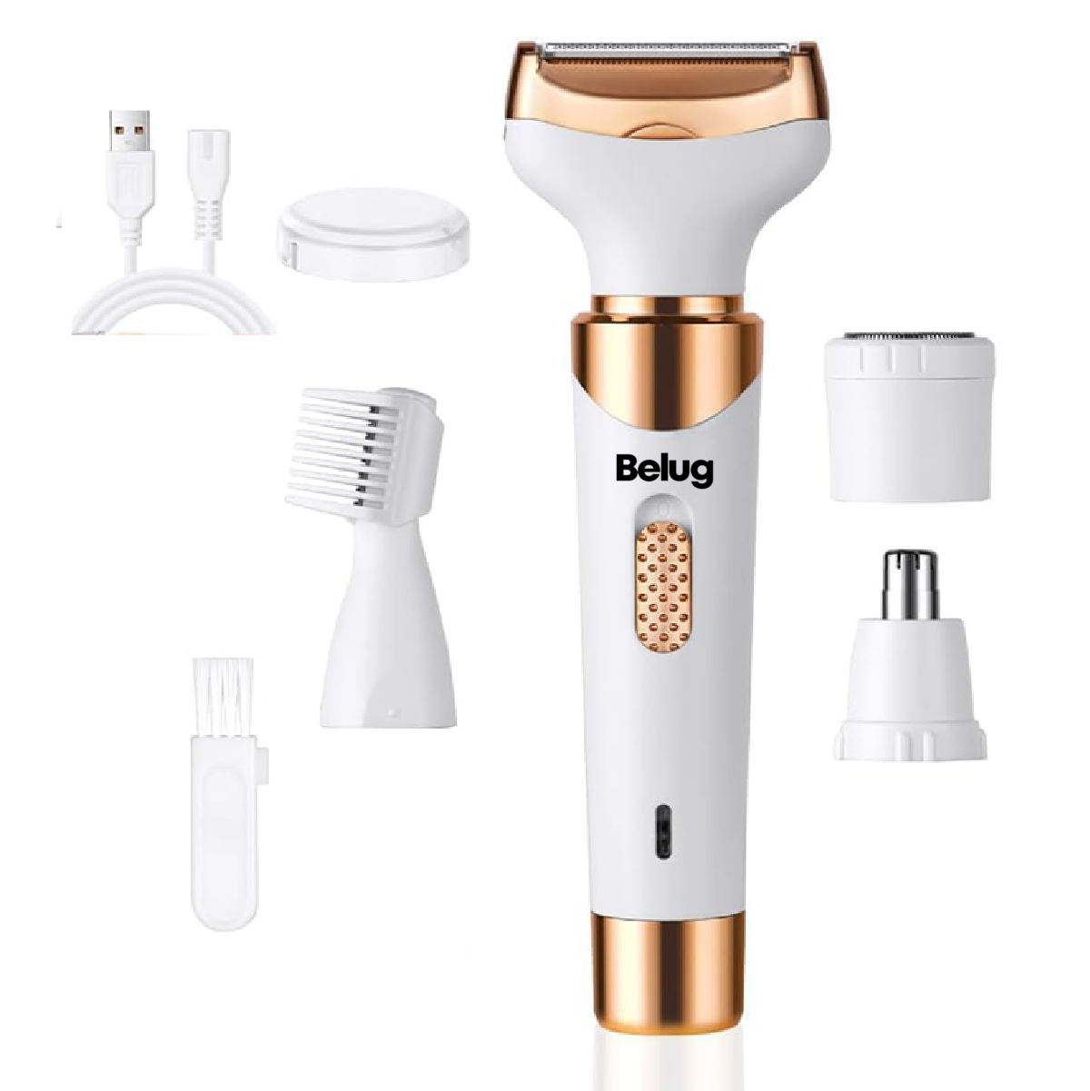 Depiladora Eléctrica Para Mujer 5 En 1 Rasuradora Recargable Blanco Dorado