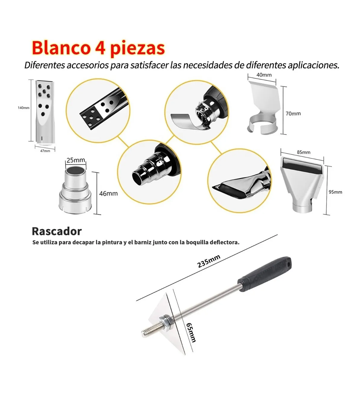 Pistola De Calor De 2000w Belug Temperatura Regulable 4 Boquillas Negro
