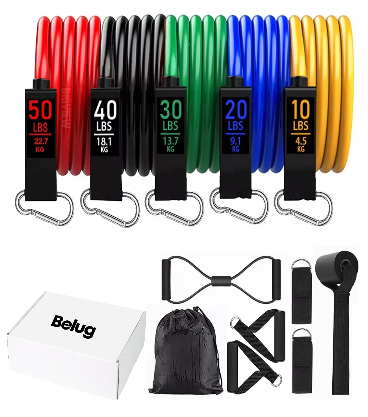 150lbs Kit De Bandas De Resistencia Ligas Para Ejercicio 12pzs Colores