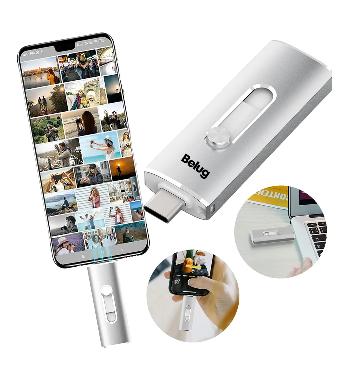 Pen Drive Belug U21 128gb Usb 3.0 Metal Usb-c/a Plata