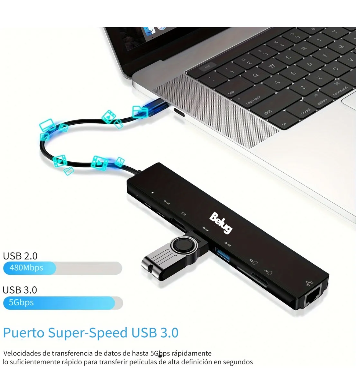 Adaptador Multipuerto Hub Usb-c Belug Con Ethernet 8 En 1 Usb