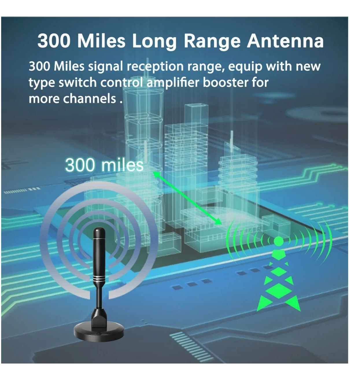 Antena De Tv Digital Hd 4k 1080p Bleug Interiores Antena Hdtv Negro