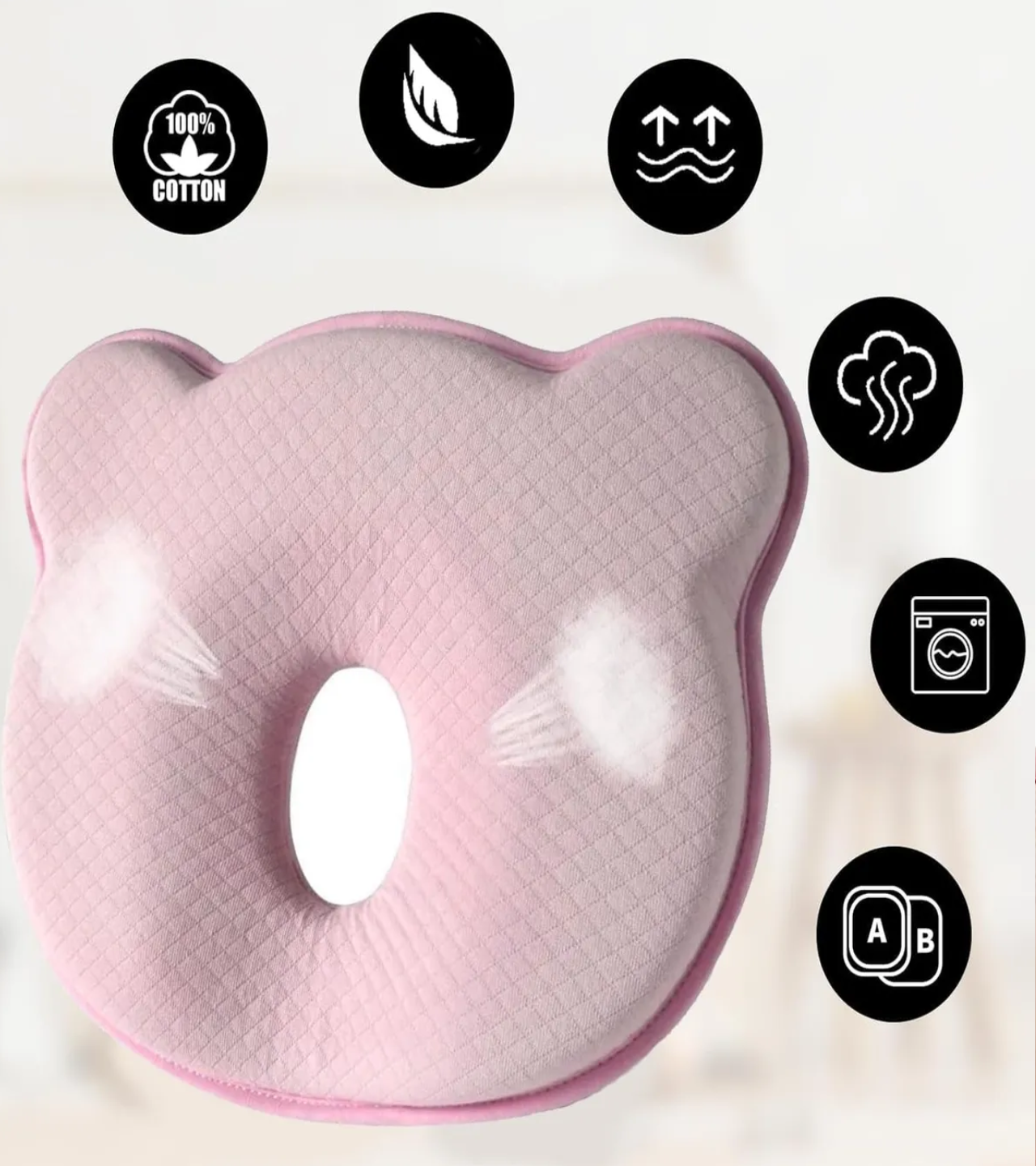 Almohada Para Bebé Foam Rosa