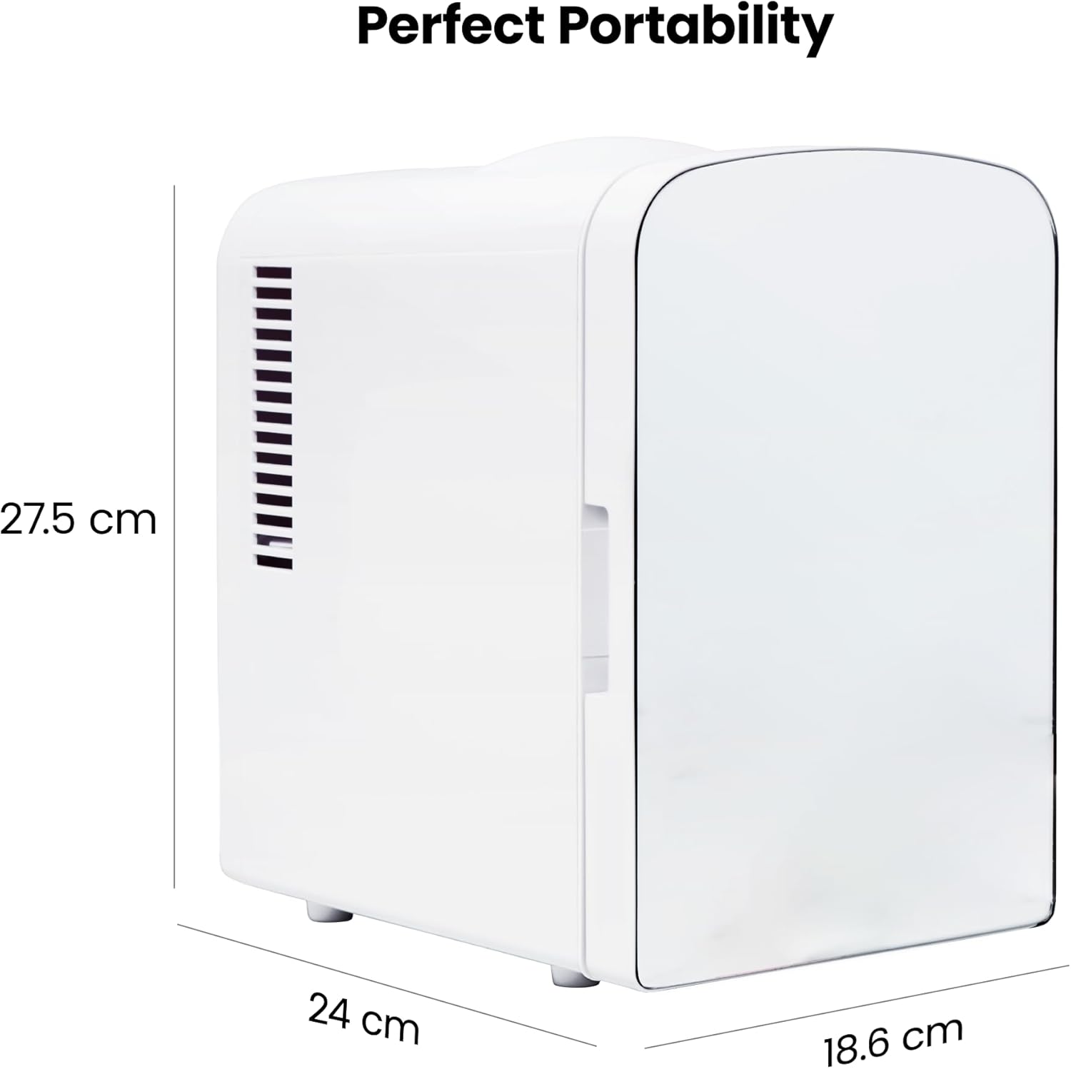 Chefman Portable Mirrored Personal Fridge, 4 Liter Mini Refrigerator