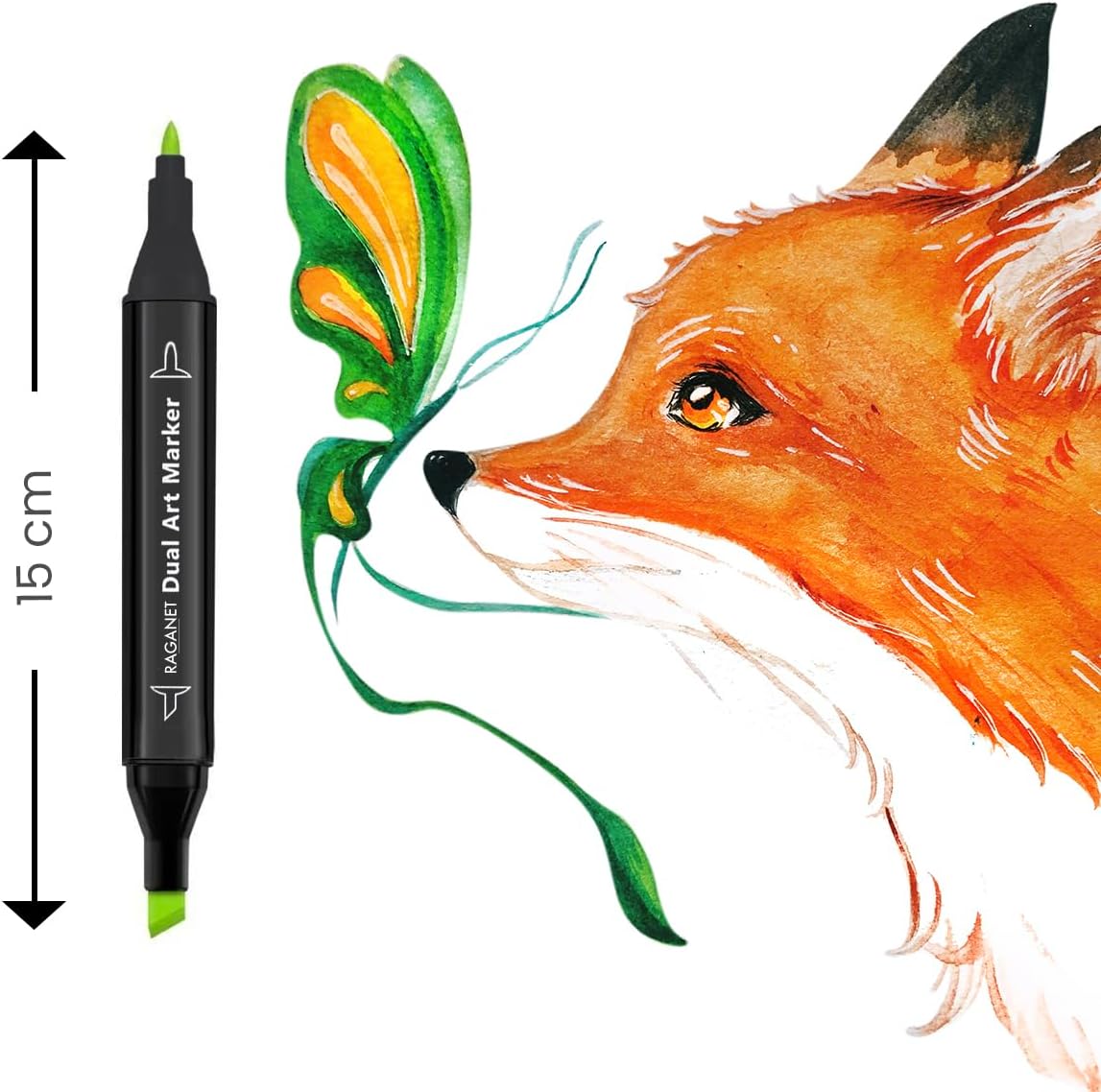 Raganet, 100 Plumones Doble Punta, Marcadores Punta Ancha y Delgada