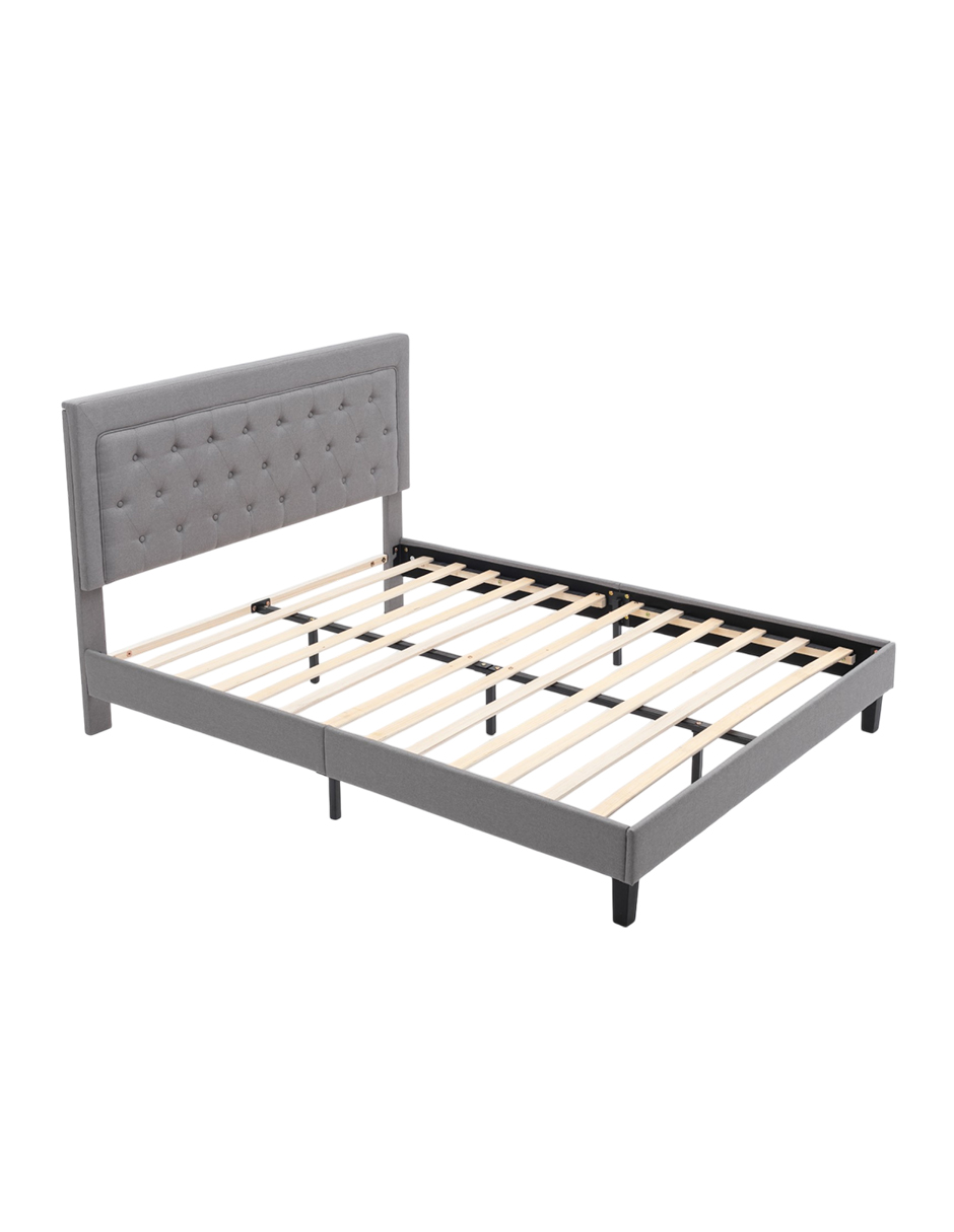Set de Colchon Eco y Cama Linen Matrimonial Gris Oxford