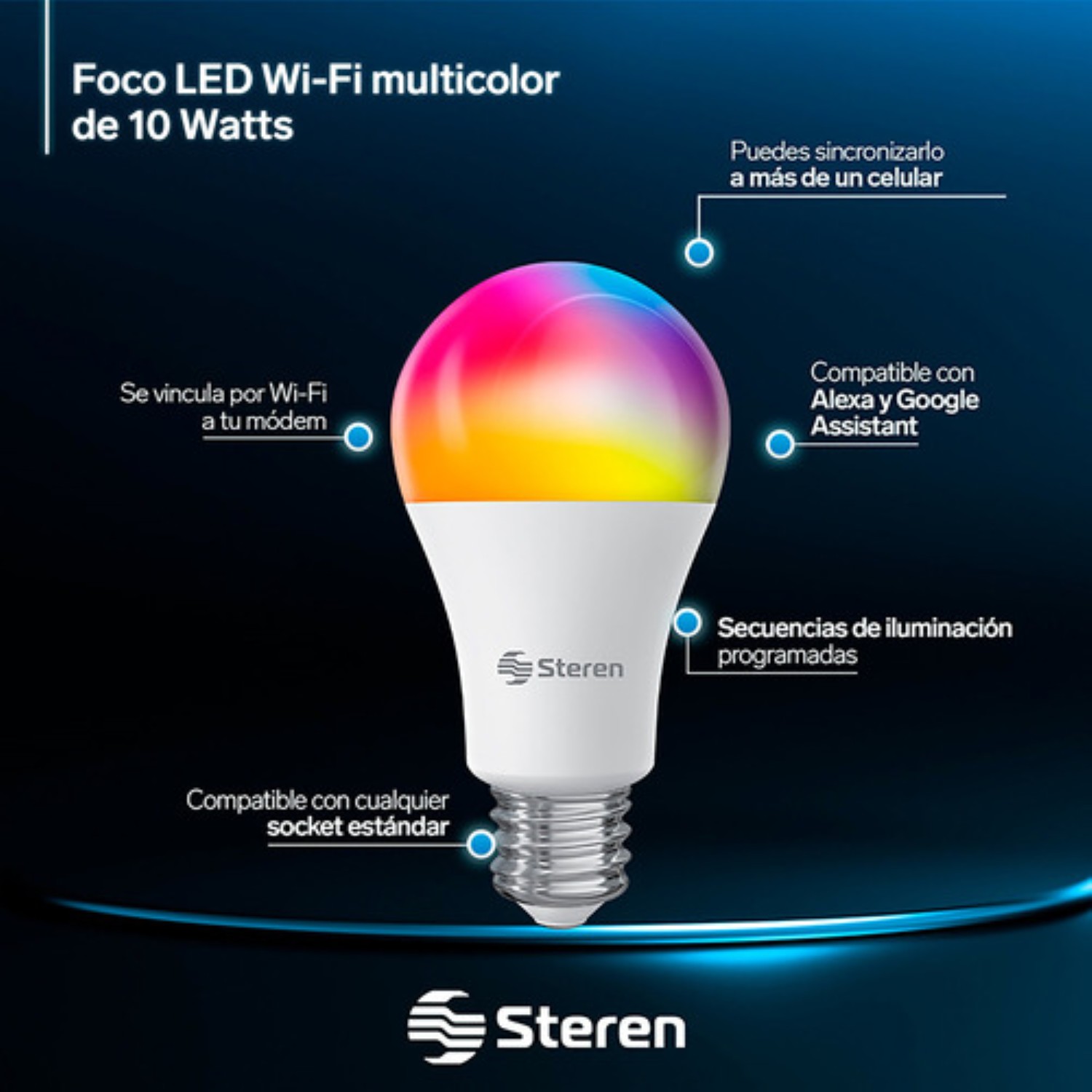 Foco Led Wi-fi Multicolor, De 10w Blanco
