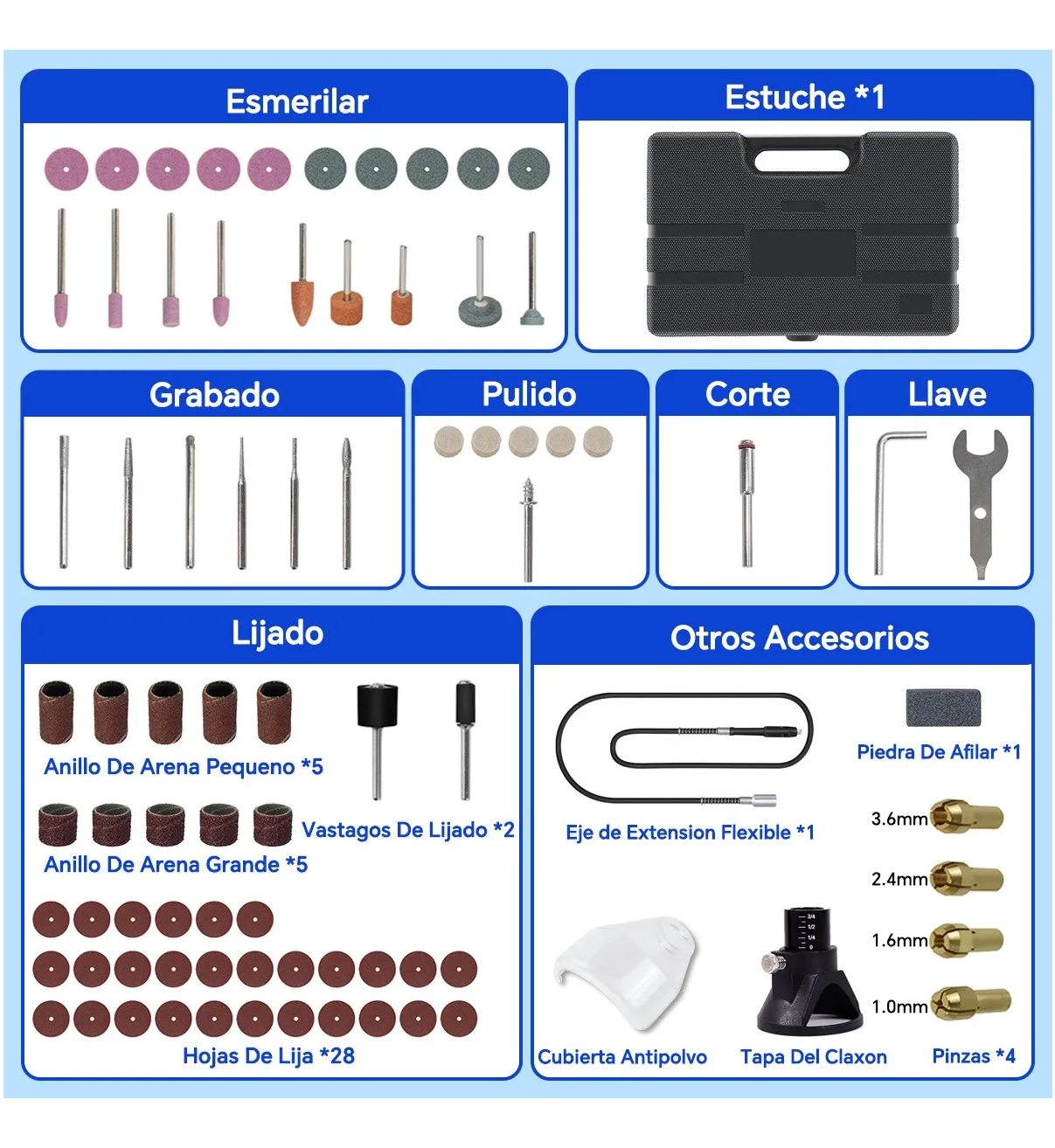 Eléctrica Mototool Mini Taladro Belug Para Cortar Lijar Pulir Azul