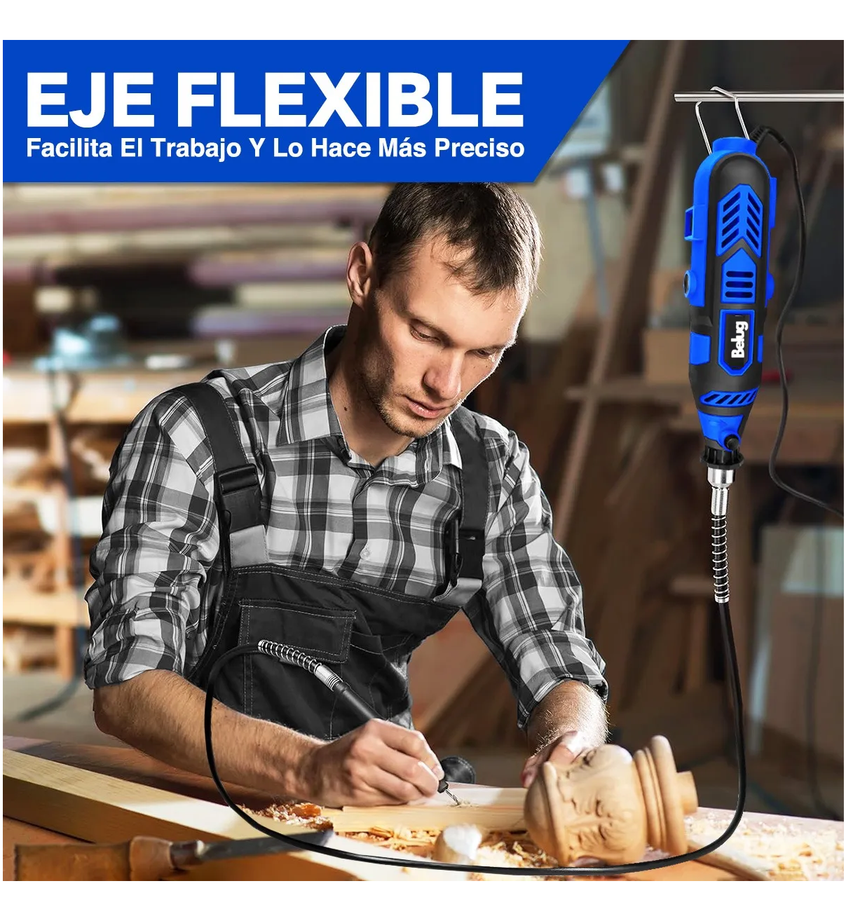 Eléctrica Mototool Mini Taladro Belug Para Cortar Lijar Pulir Azul