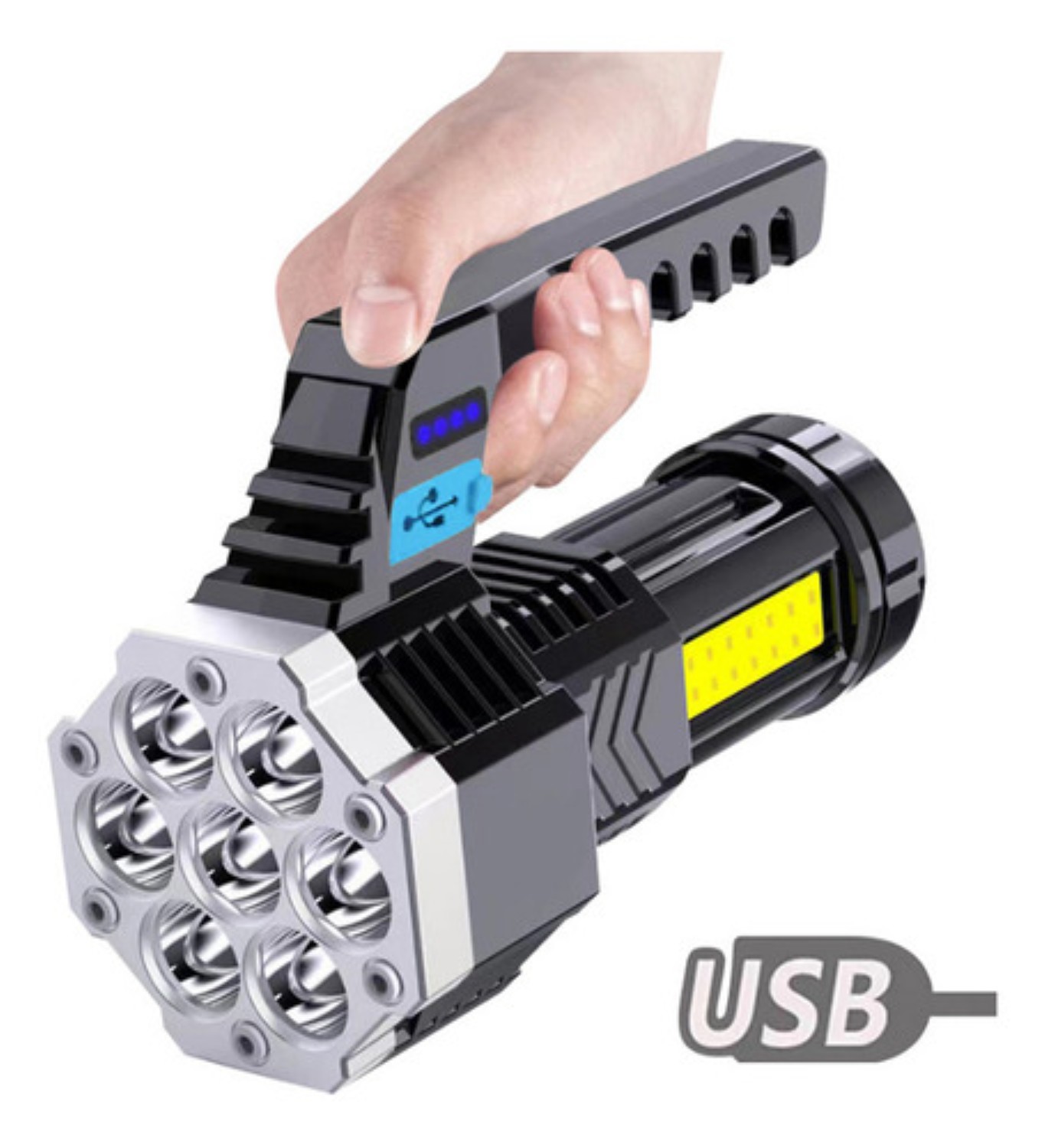 Lampara Tactica Recargable Usb Led Cob Linterna Portátil