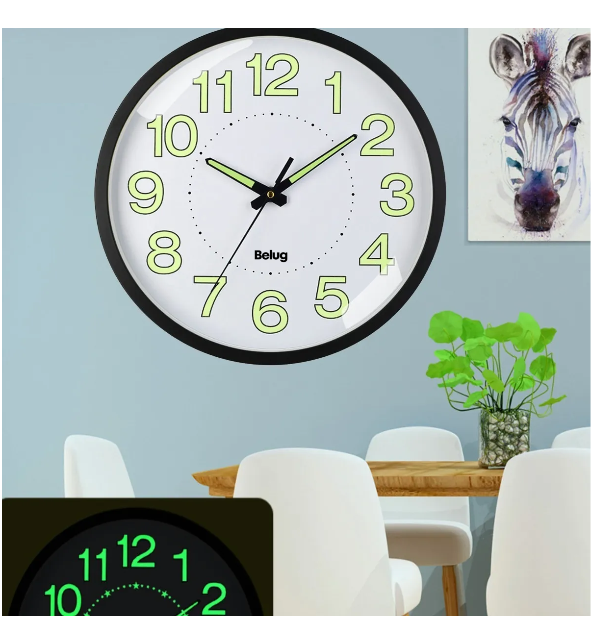 Reloj De Pared,30 Cm Grande Moderno Belug Luminoso Reloj De Pared