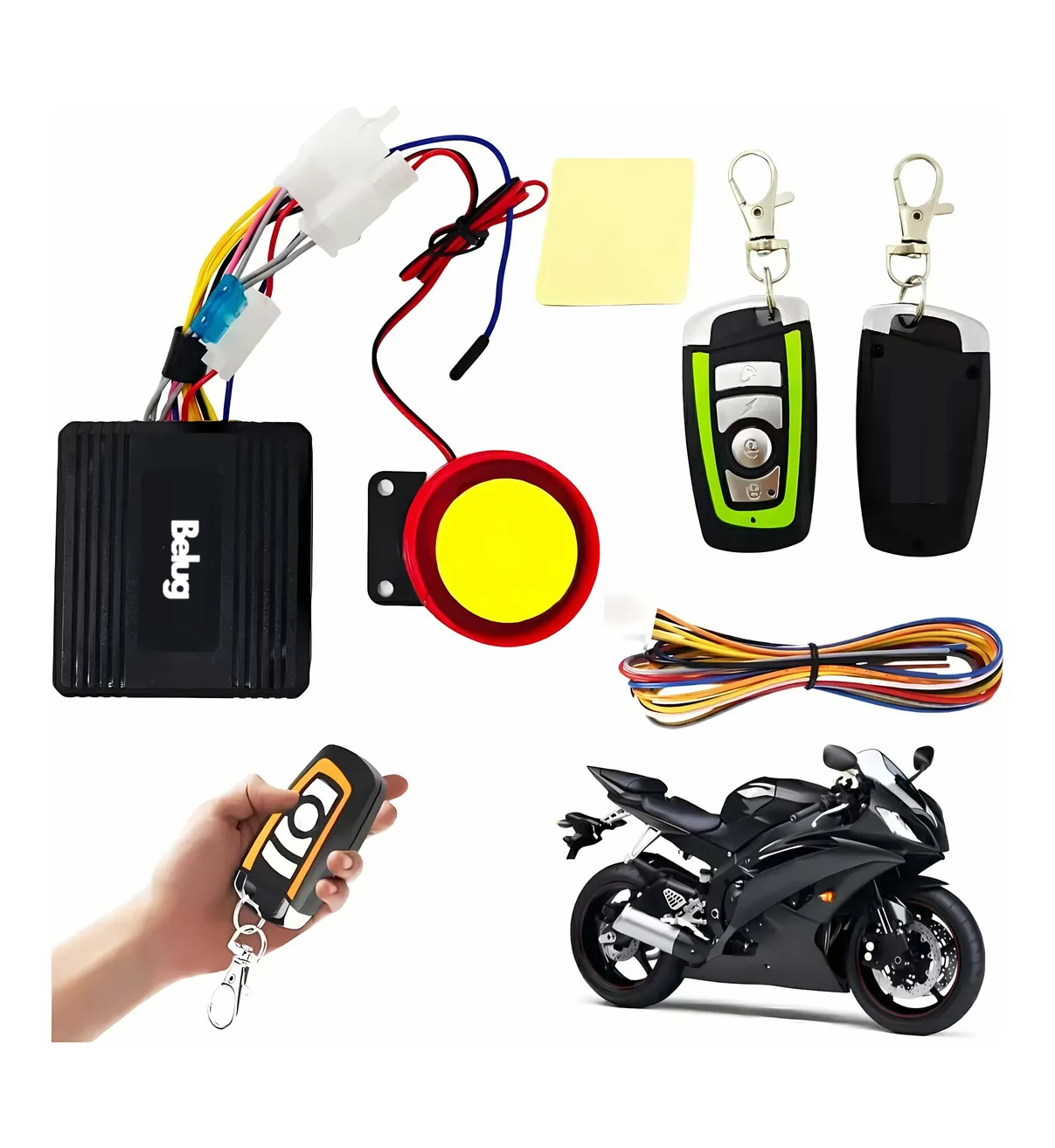 Alarma Control Remoto Moto Antirrobo Seguridad Arranque Belug Negro