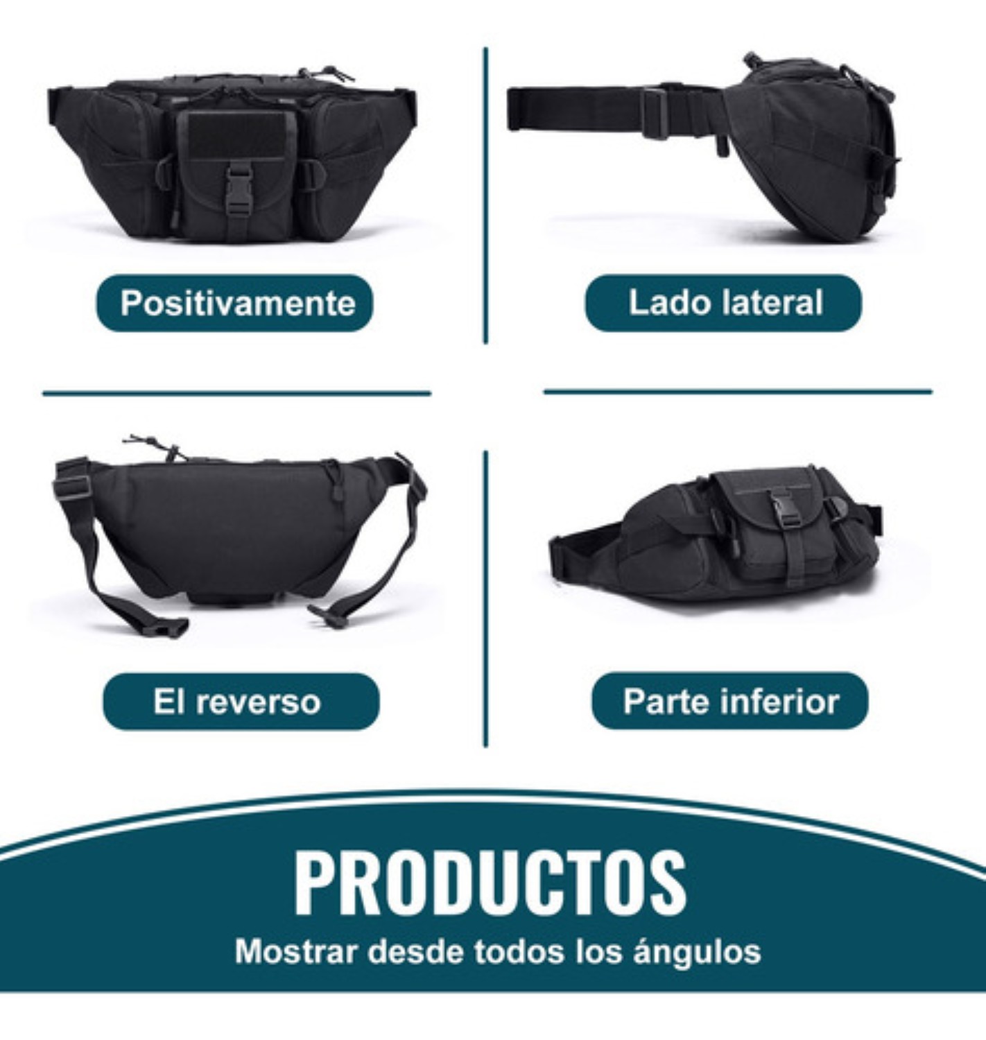 Cangurera Tactica Militar Impermeable Riñonera Negro