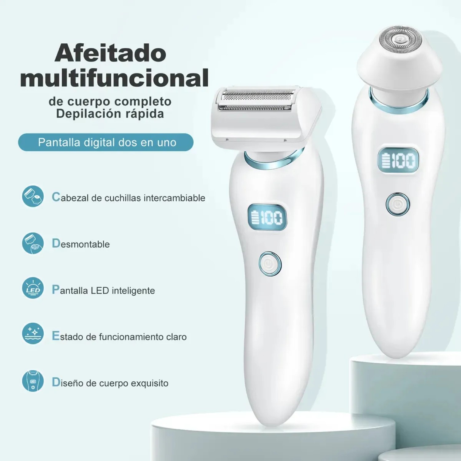 Depiladora Eléctrica Afeitadora Rasuradora Mujer Portátil Blanca