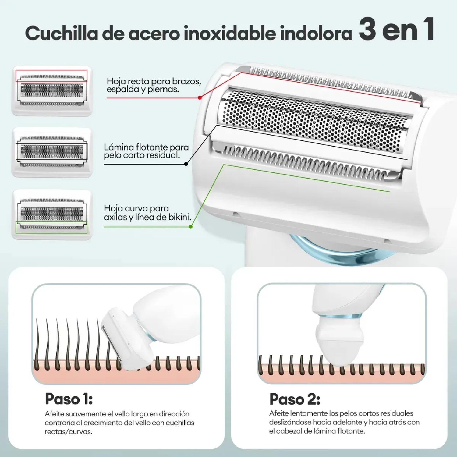 Depiladora Eléctrica Afeitadora Rasuradora Mujer Portátil Blanca