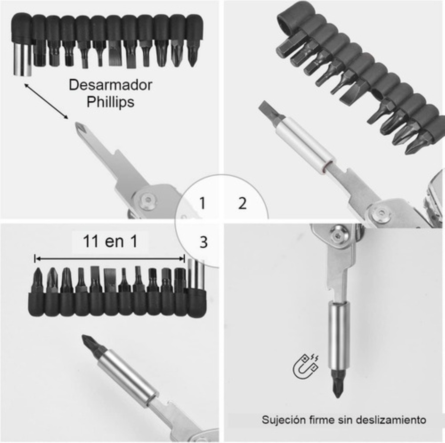 Multiherramienta Pegable Cortador Desarmador Pinza Plata
