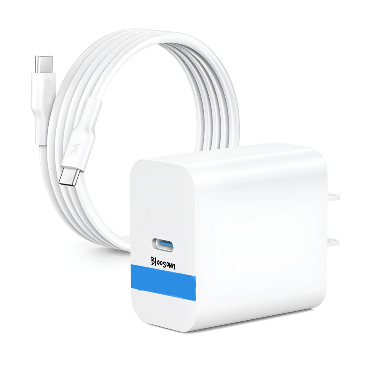 Cargador Tipo C Carga Rápida Pd 20w Con Cable C A C, Blanco