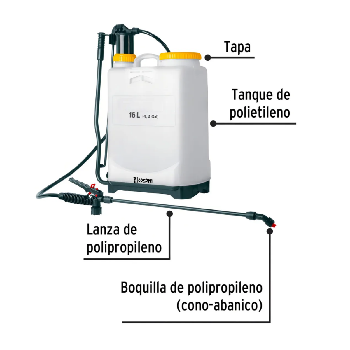 Fumigador De Mochila Bomba P/fumigar 16 Lts, Blanco