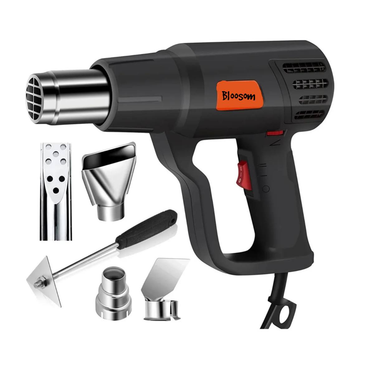 Pistola De Calor De 2000w Temperatura Regulable 4 Boquillas, Negro