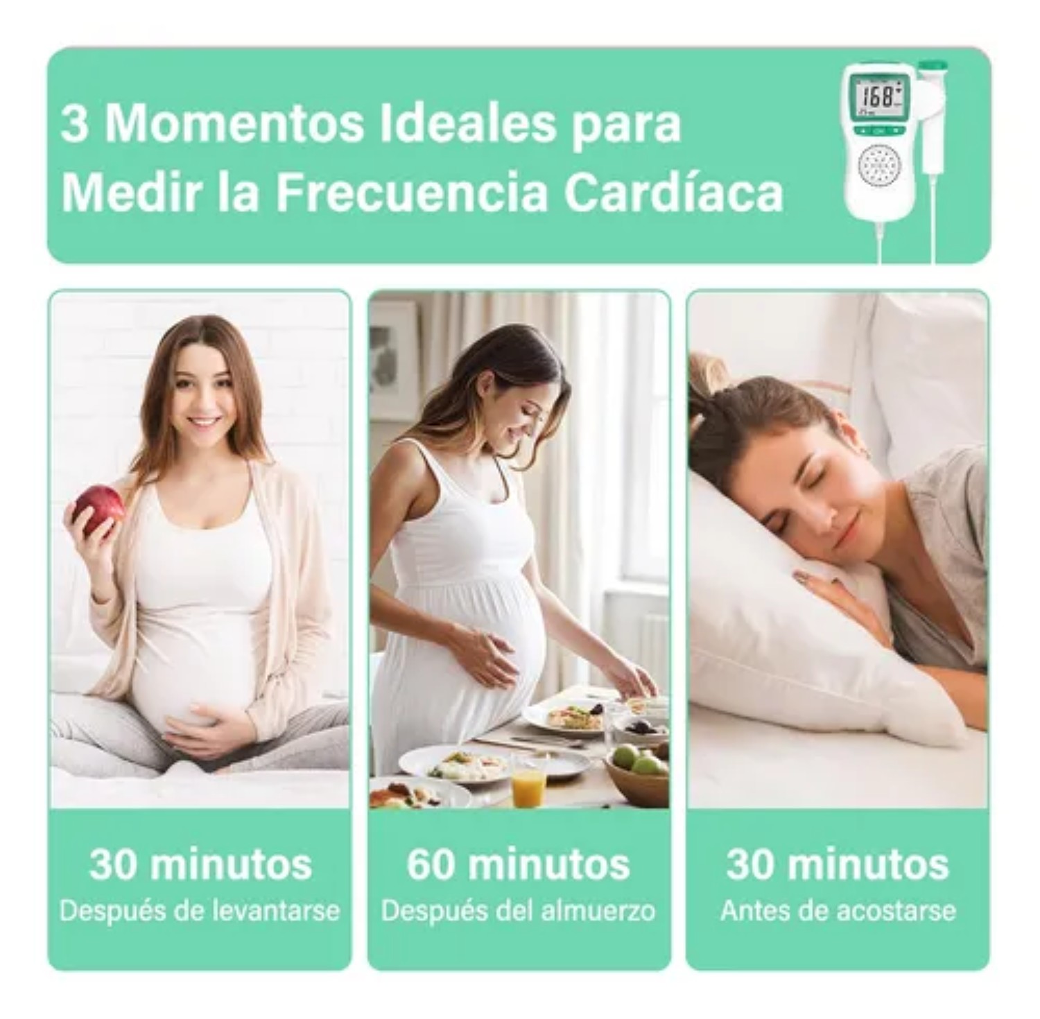 Frecuencia Monitor Doppler Cardíaca Fetal Bebé Blanco Verde