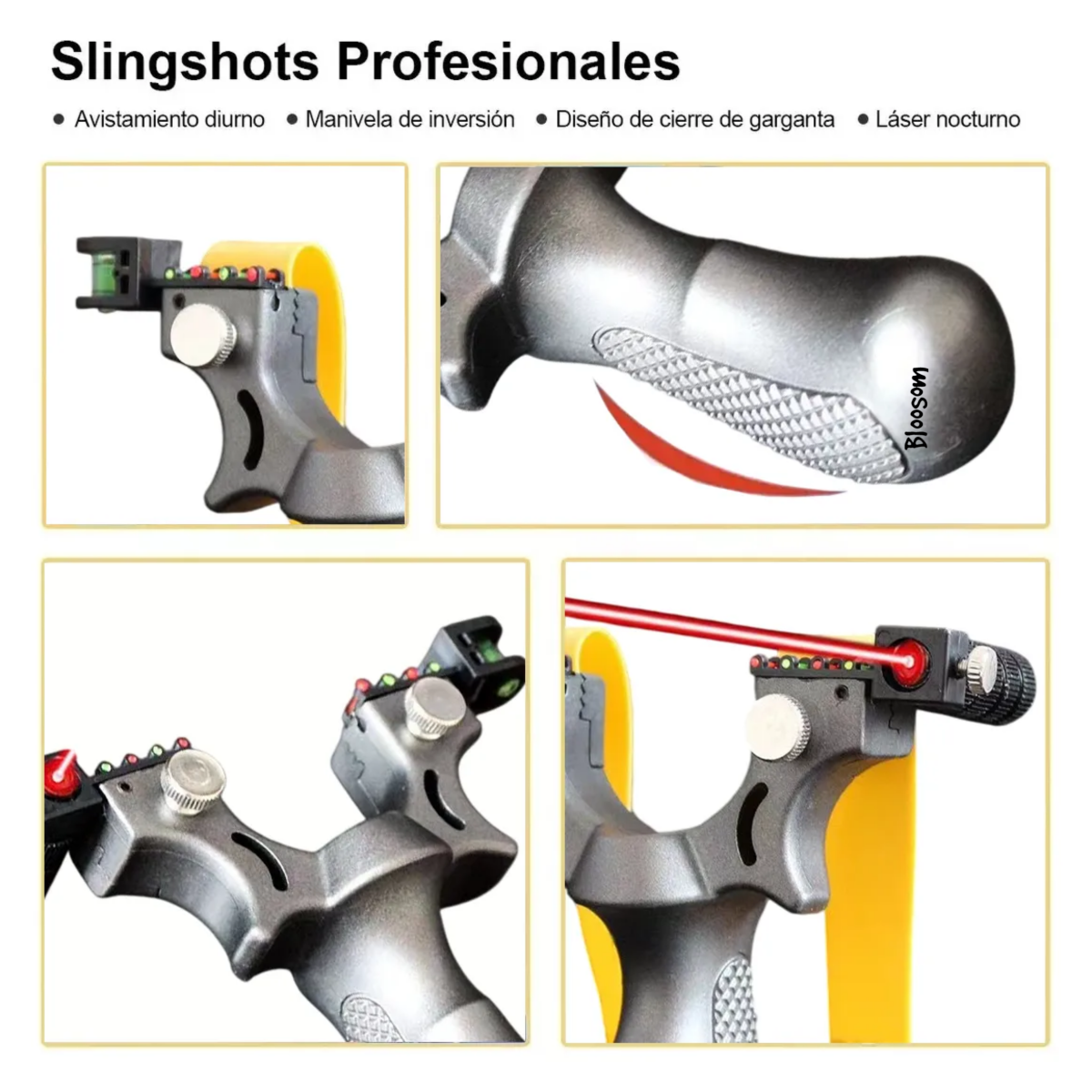 Resortera Profesional Láser Para Exteriores, con 100 Canicas, Negro