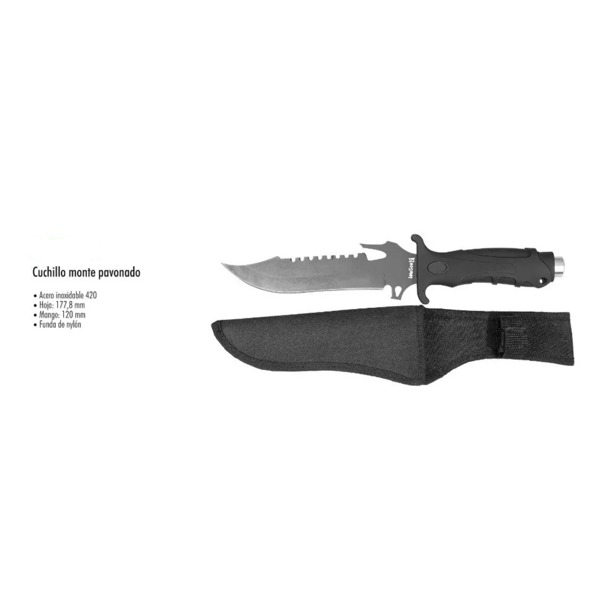 Cuchillo Tipo Rambo Campismo Militar Táctico, Negro